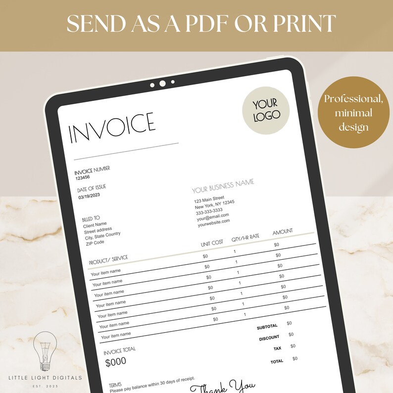 Invoice Template Word, Invoice Template for Small Business, Invoice ...