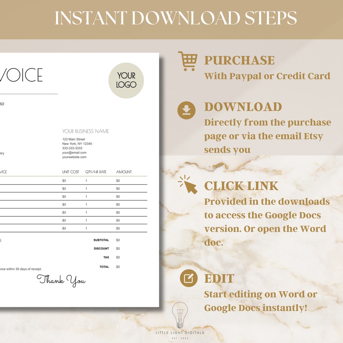 Invoice Template Word, Invoice Template for Small Business, Invoice ...