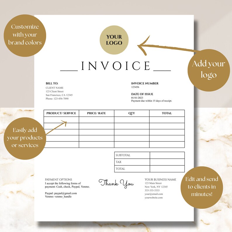Invoice Template for Small Business, Invoice Template Word, Bundle of 3 ...