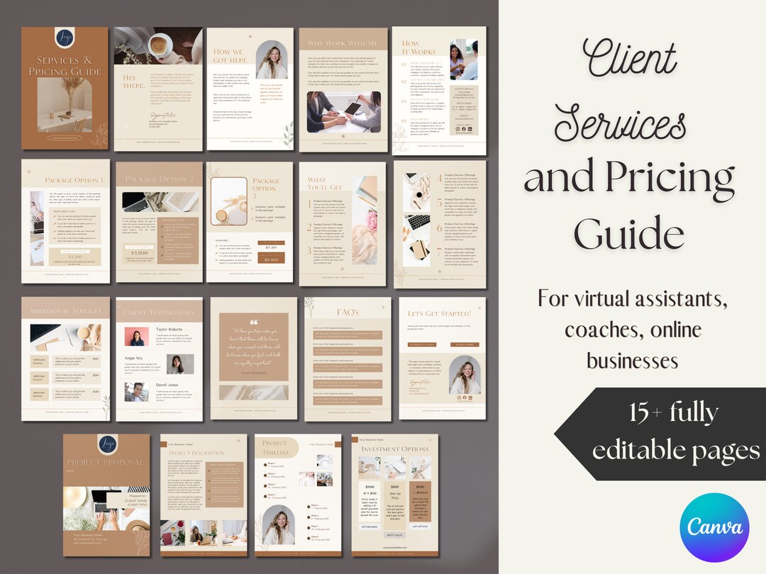 Modern Services and Pricing Guide Template, New Client Welcome Packet ...