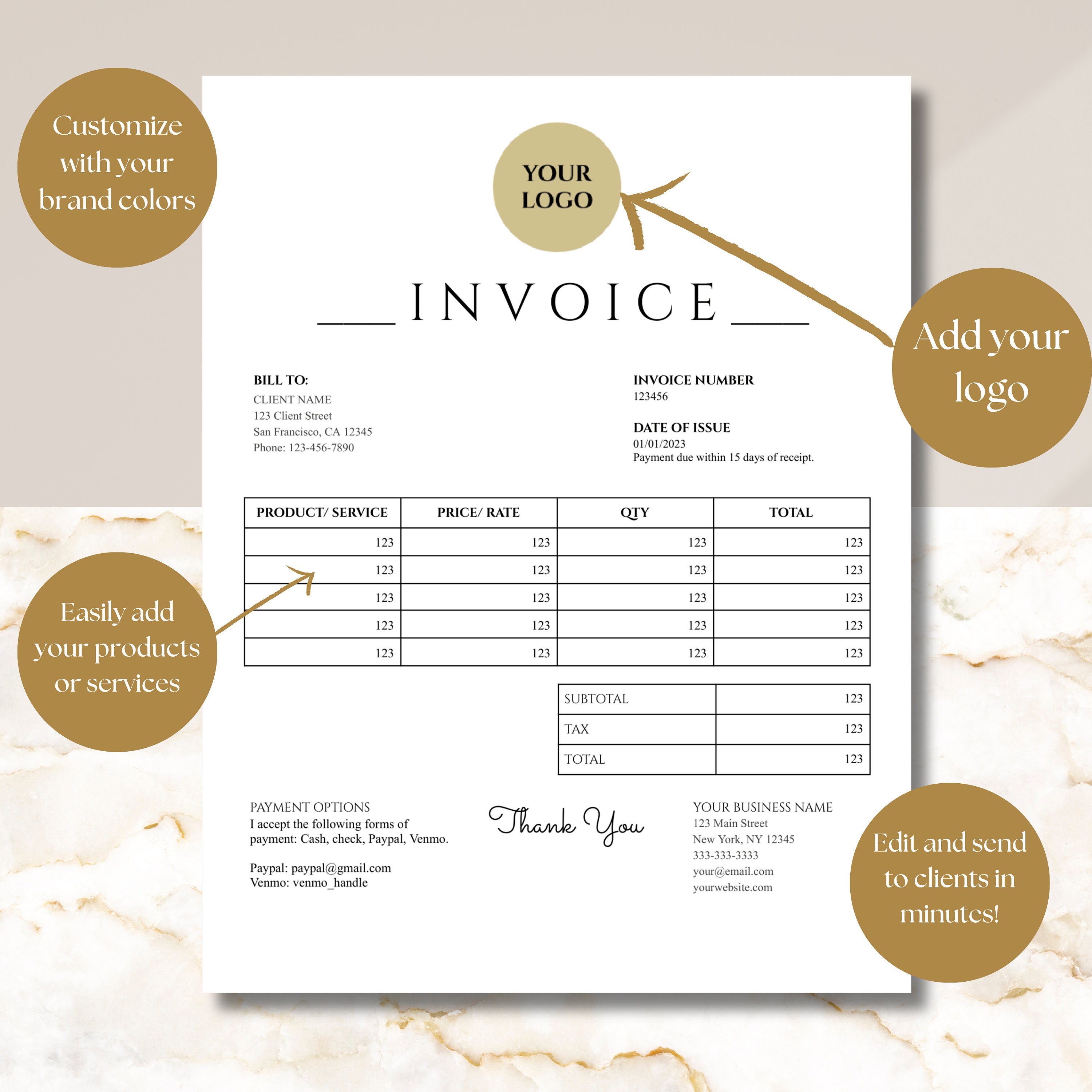 Invoice Template Word, Invoice Template for Small Business, Invoice ...