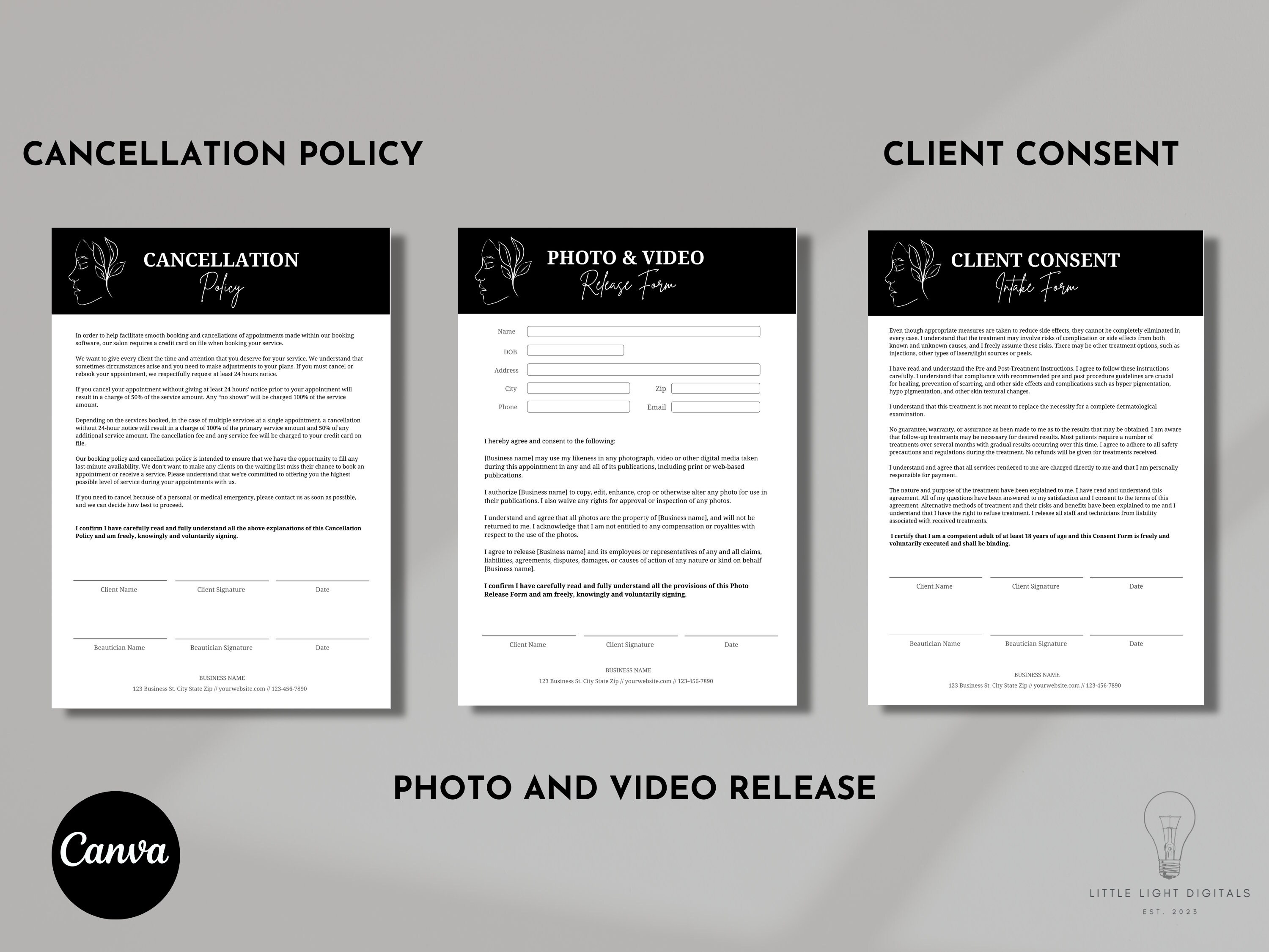 Facial Consent Form, Esthetician Consent Forms, Esthetician Forms ...