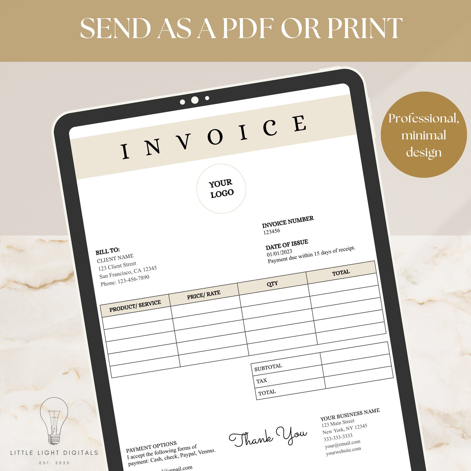 Invoice Template Word, Invoice Template for Small Business, Invoice ...