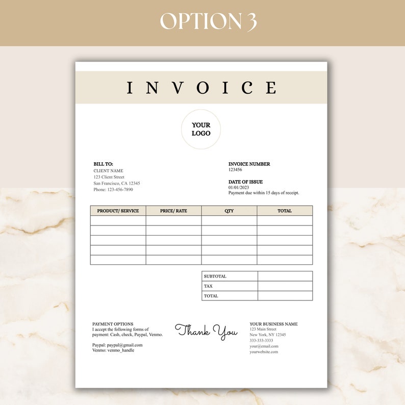 Invoice Template for Small Business, Invoice Template Word, Bundle of 3 ...