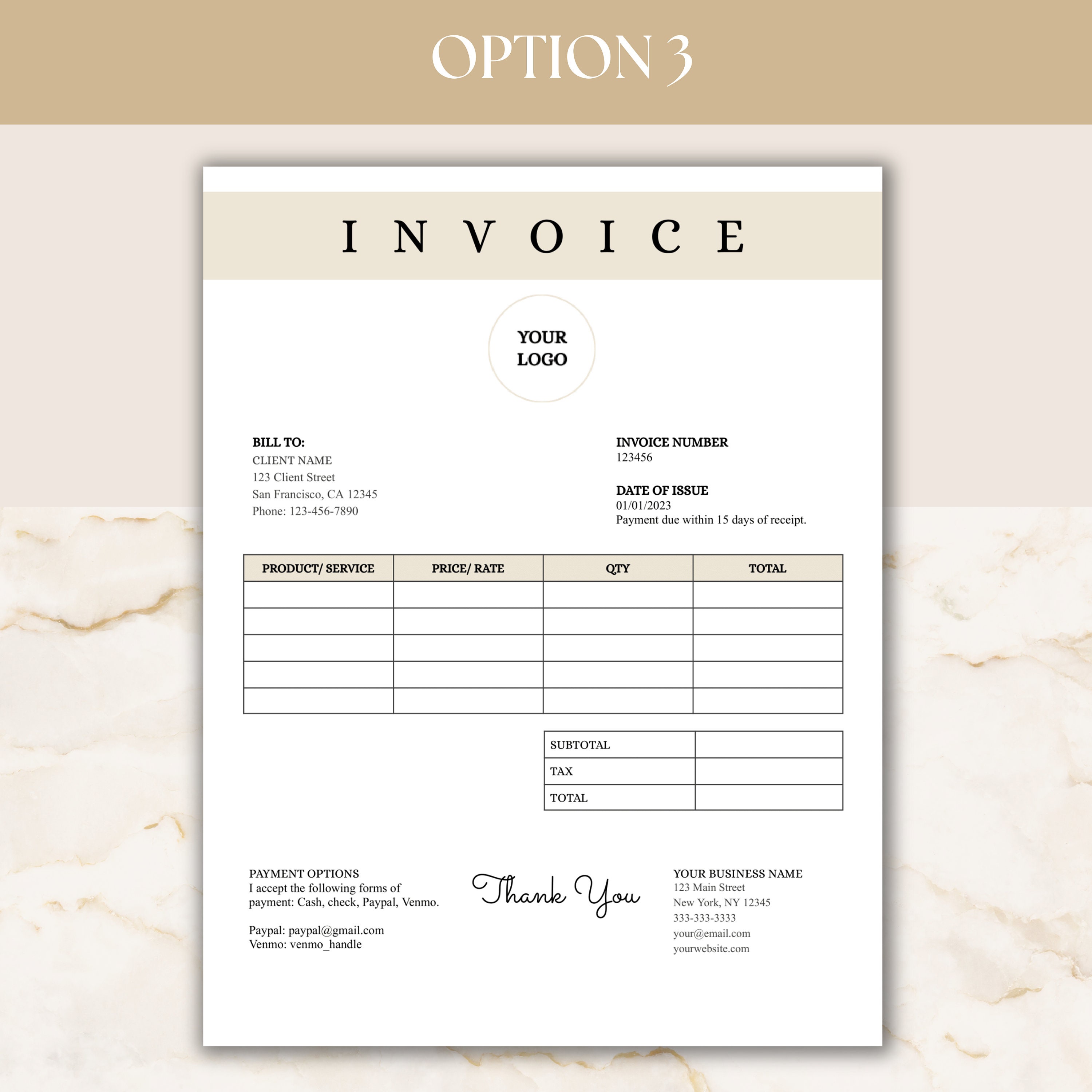 Invoice Template for Small Business, Invoice Template Word, Bundle of 3 ...
