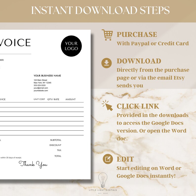 Invoice Template Word, Invoice Template for Small Business, Invoice ...