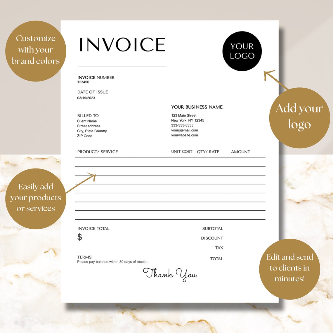 Invoice Template Word, Invoice Template for Small Business, Invoice ...