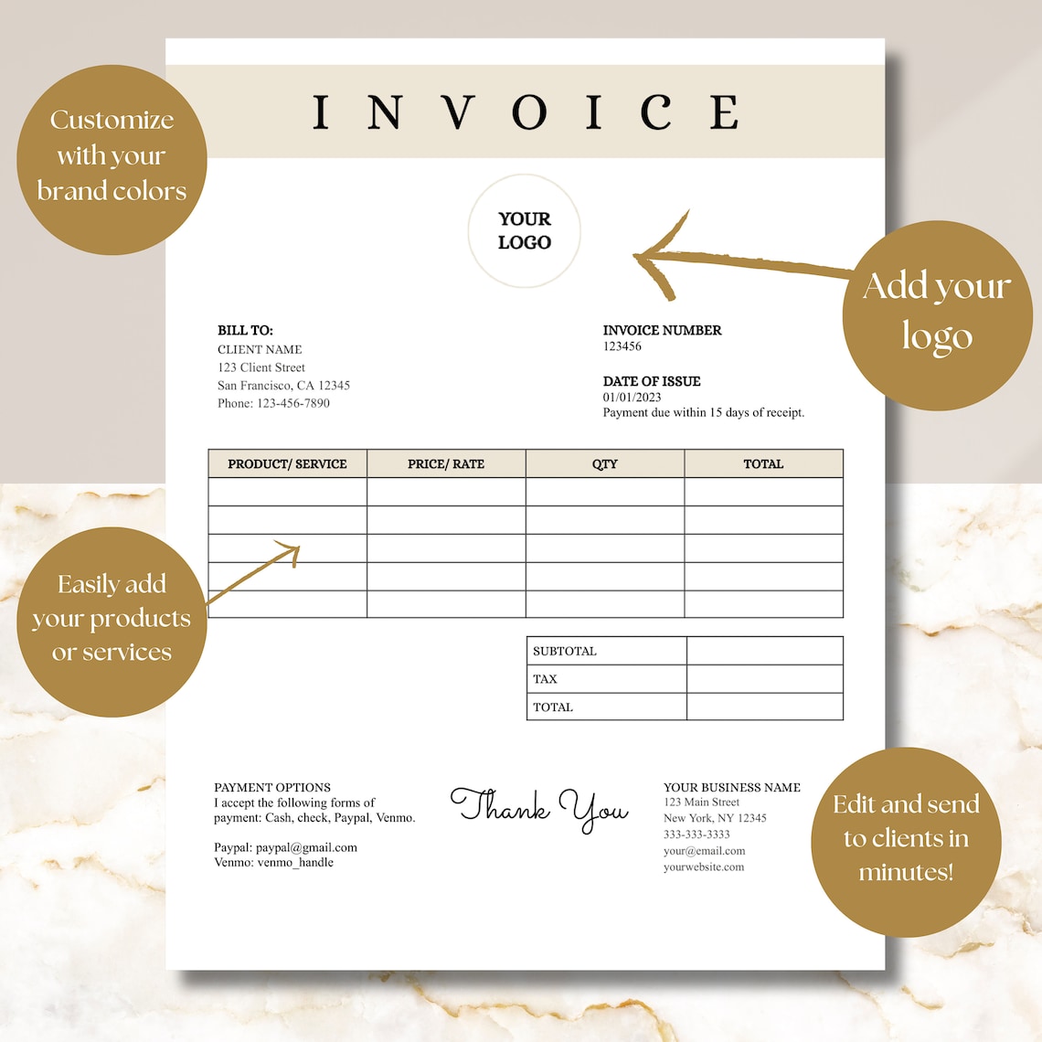 Invoice Template Word, Invoice Template for Small Business, Invoice ...