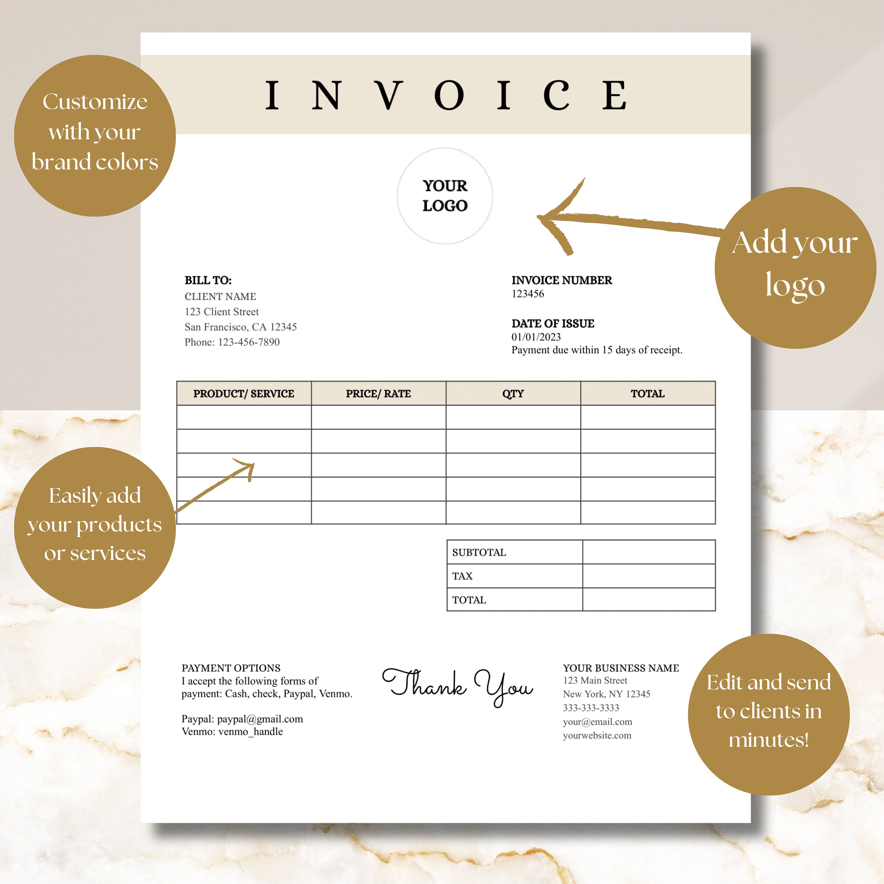 Invoice Template Word, Invoice Template for Small Business, Invoice ...