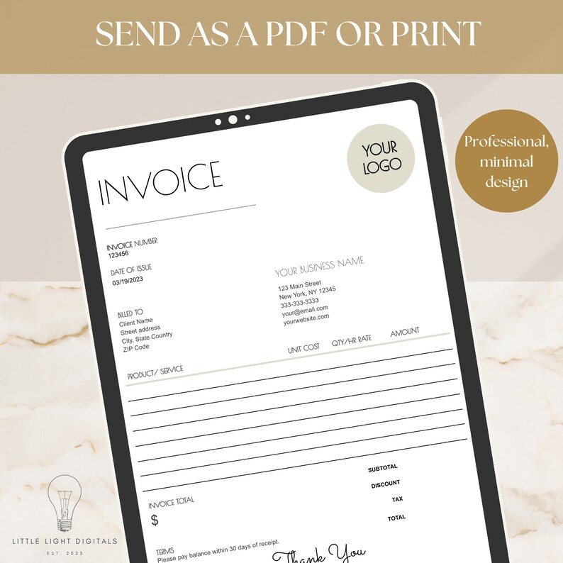 Invoice Template for Small Business, Invoice Template Word, Bundle of 3 ...