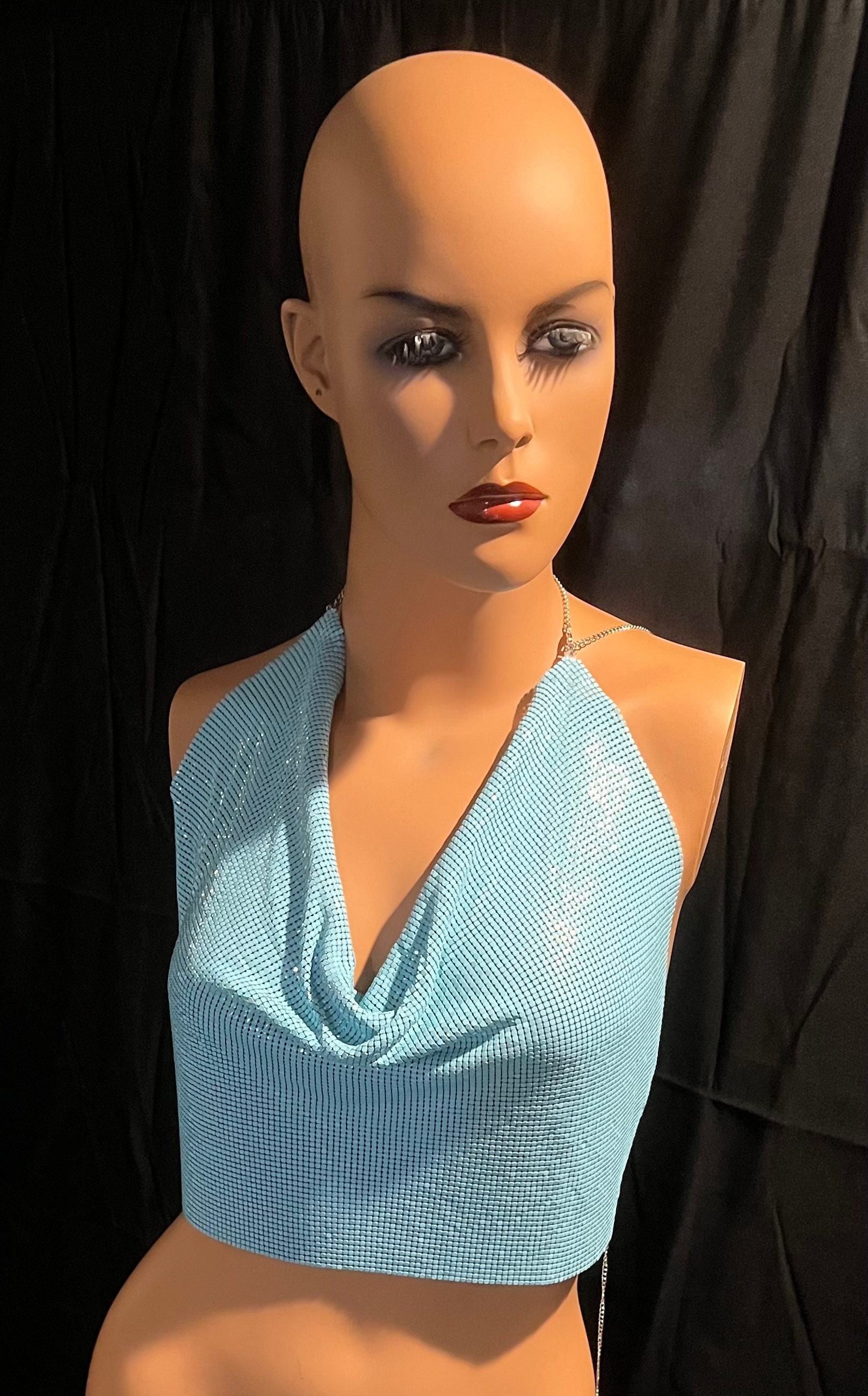 SEXY Metallic Turquoise Halter Top - Etsy