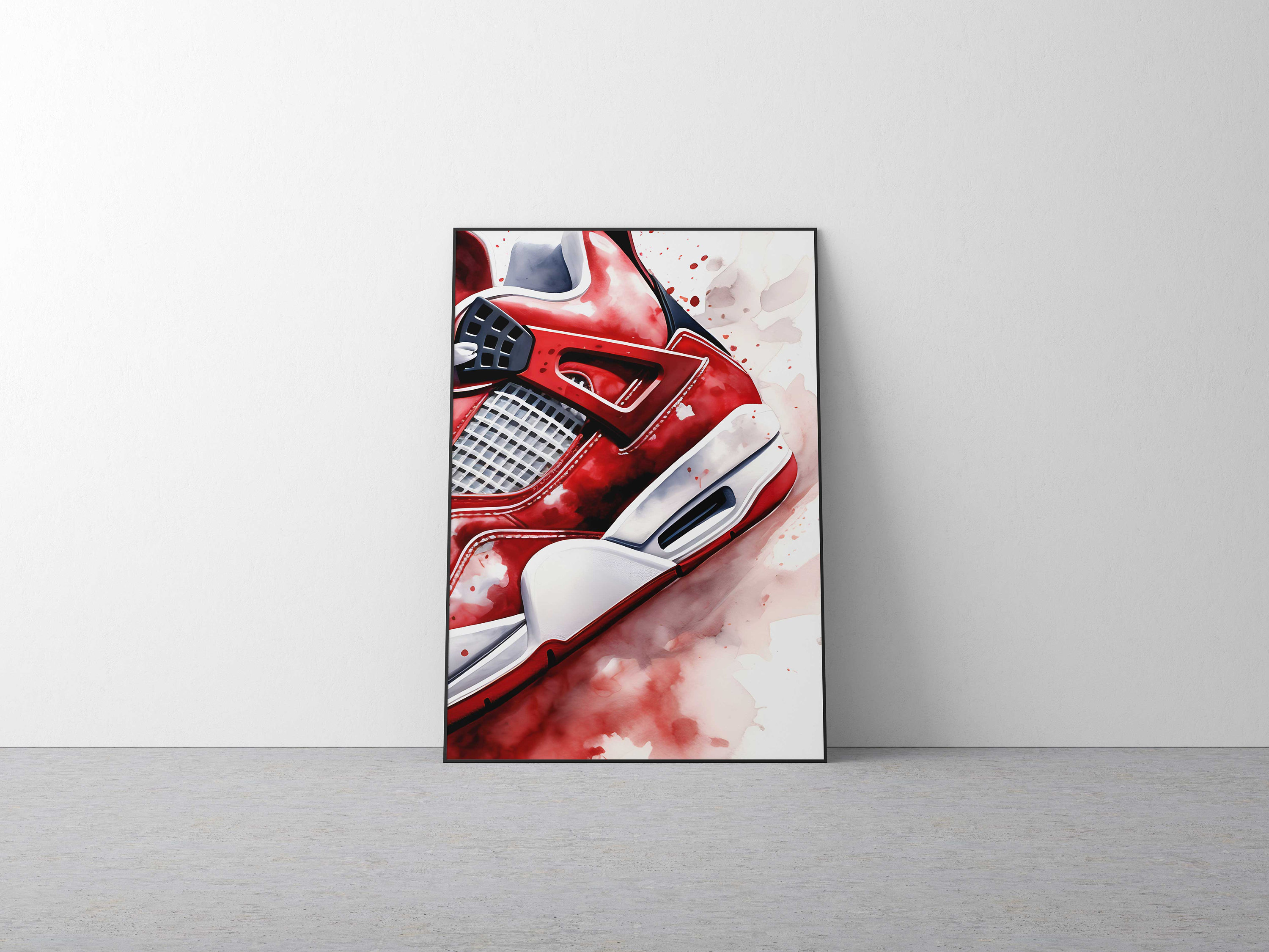 Watercolour Inspired by Jordan 4 Red Detail Pack, Digital Art, Art in ...