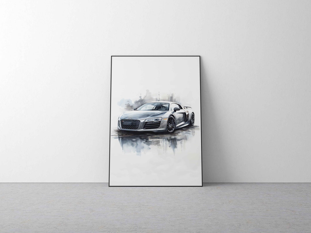 Audi R8 V8 Watercolour Painting, Printable Wall Art, Digital Download ...