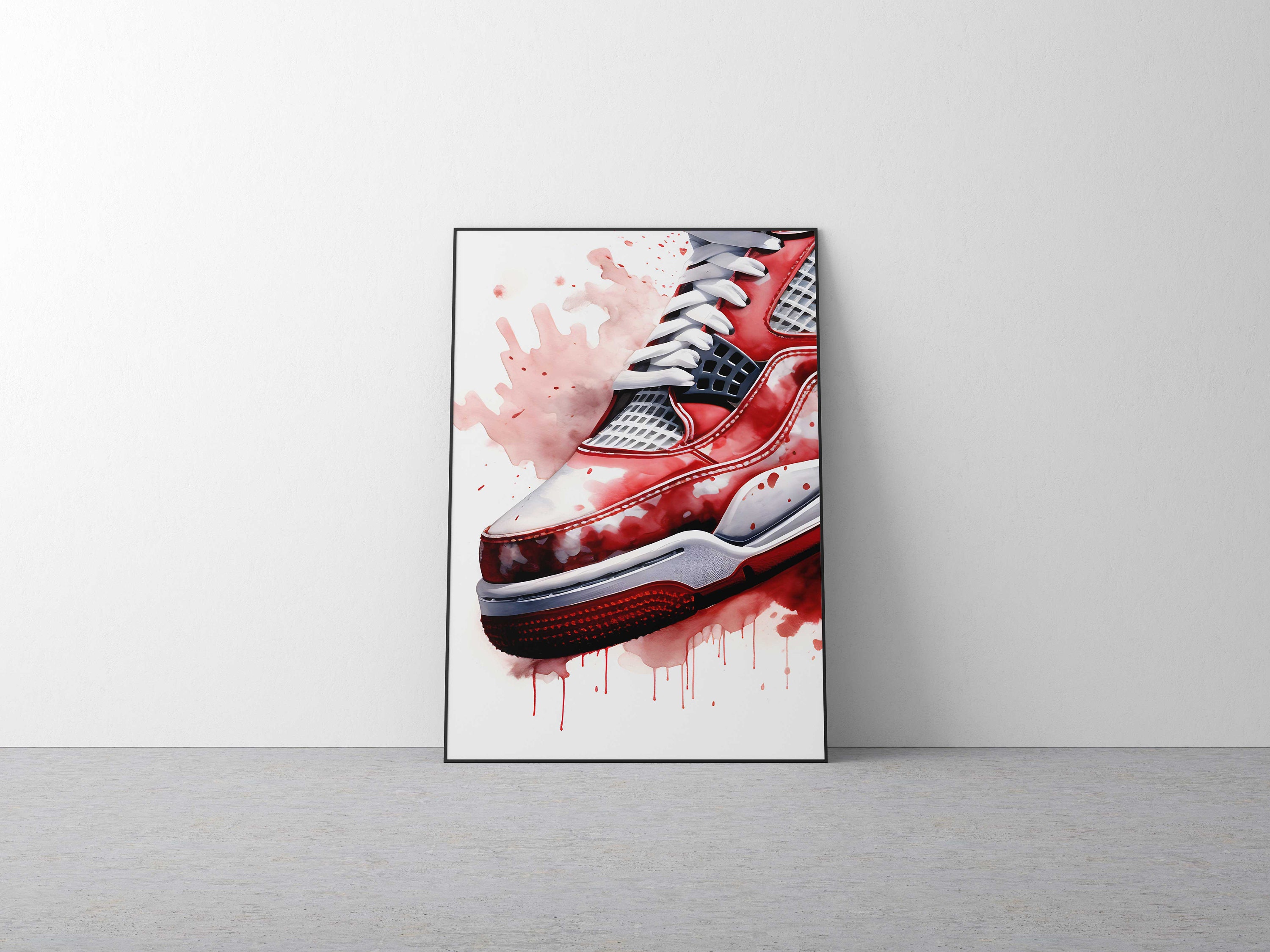 Watercolour Inspired by Jordan 4 Red Detail Pack, Digital Art, Art in ...