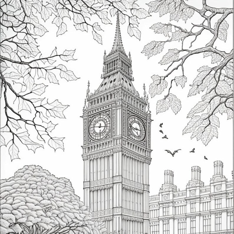 Landmark Cities Printable Adult Coloring Pages - Etsy