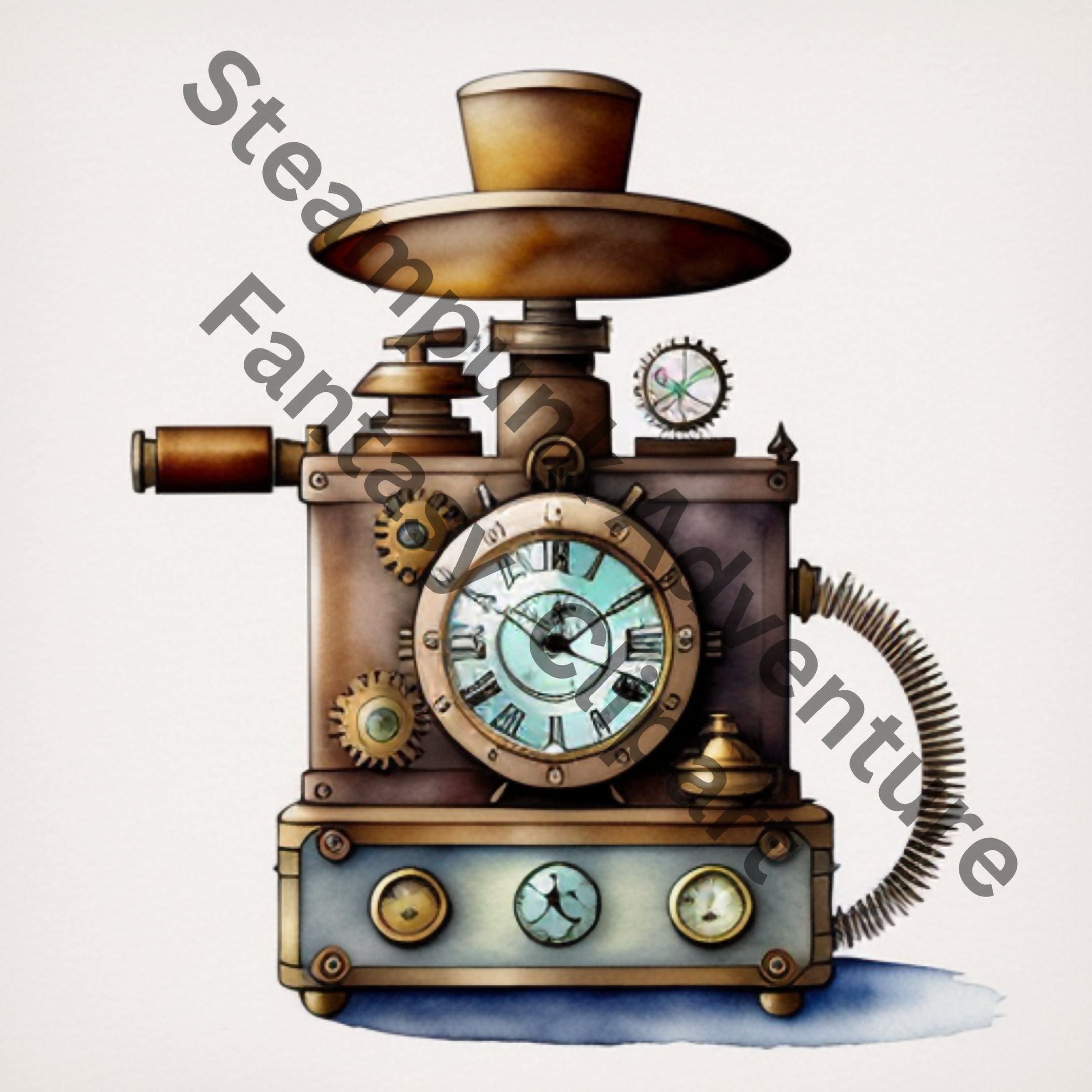 Watercolor Fantasy Adventure Clipart Bundle, Steampunk, Commercial Use ...