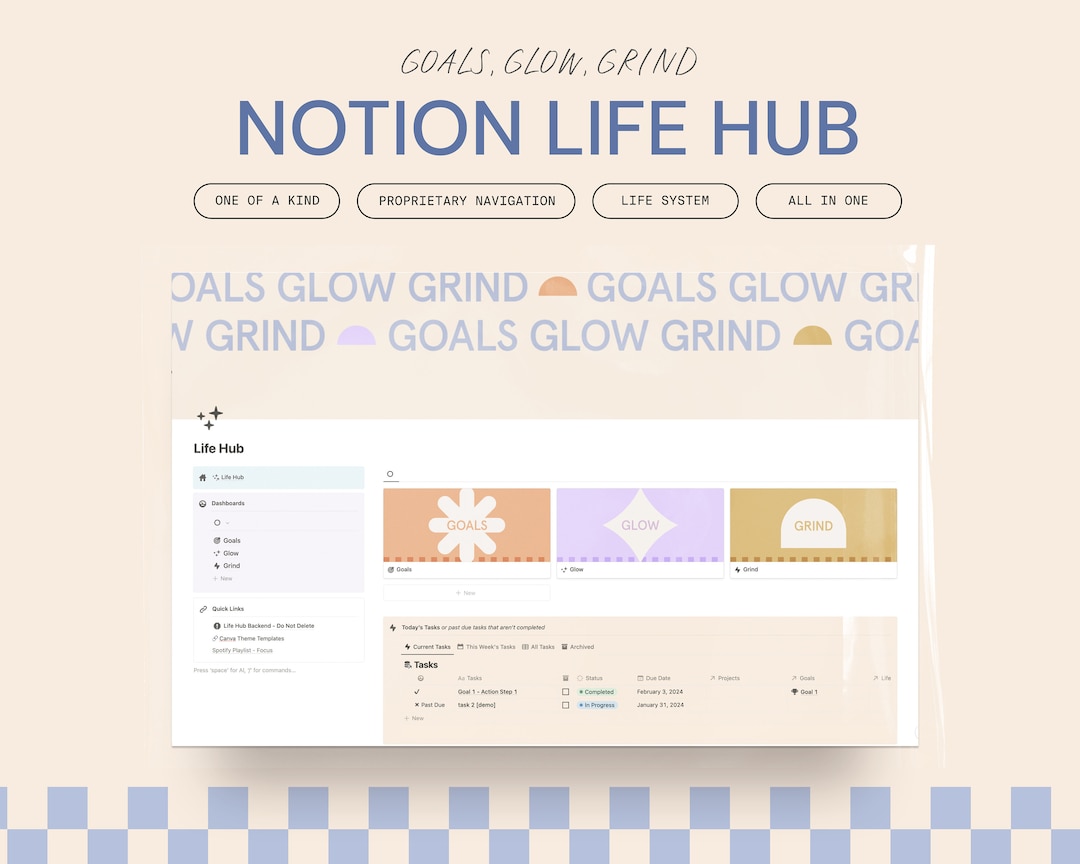 All-in-one Notion Life Hub — Notion Hub to Organize Your Life — Goals ...