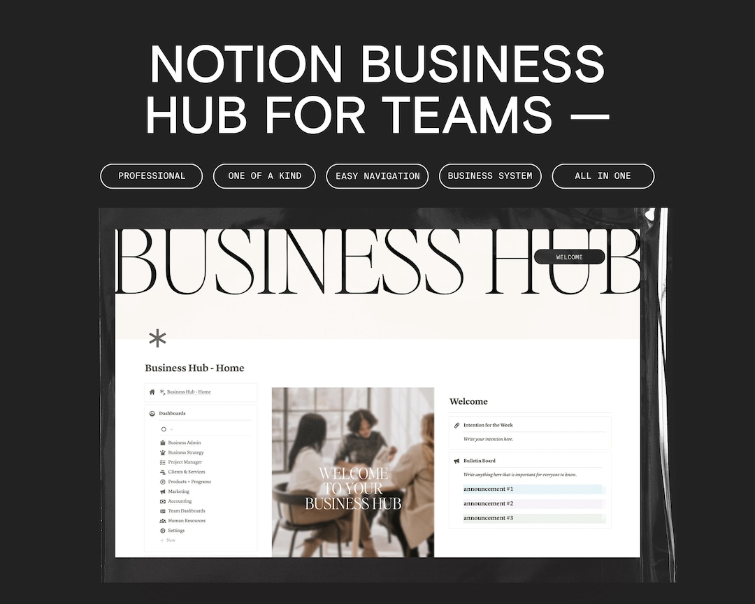 All-in-one Notion Business Team Hub — HQ System Hub to Organize Your ...