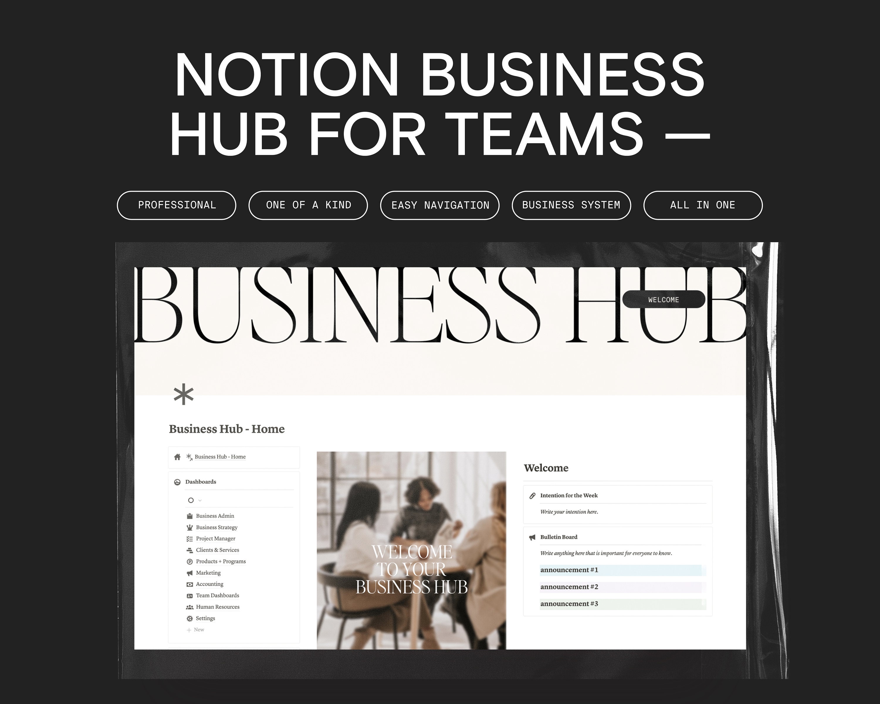 All-in-one Notion Business Team Hub — HQ System Hub to Organize Your ...