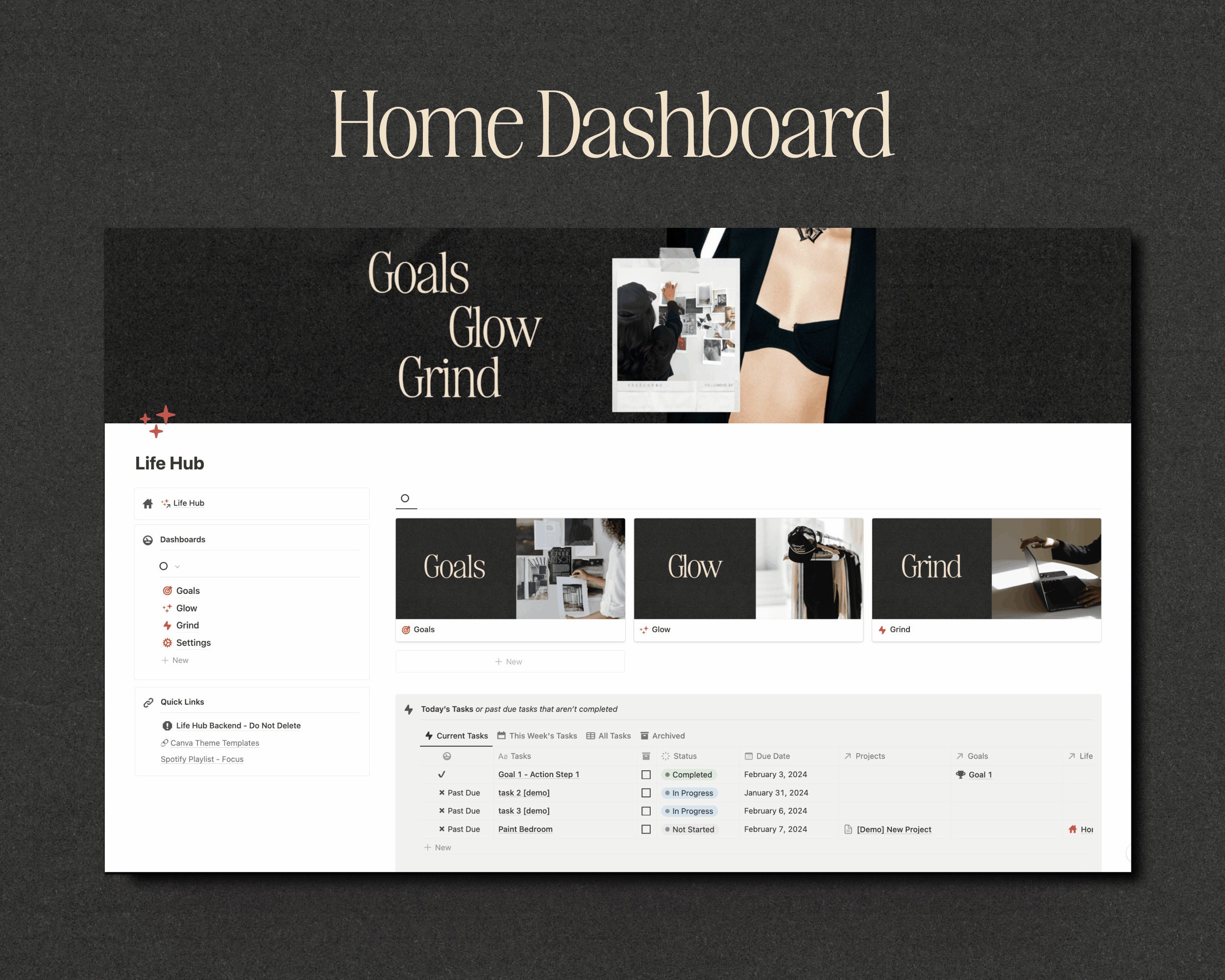 All-in-one Notion Life Hub — Notion Hub to Organize Your Life — Goals ...