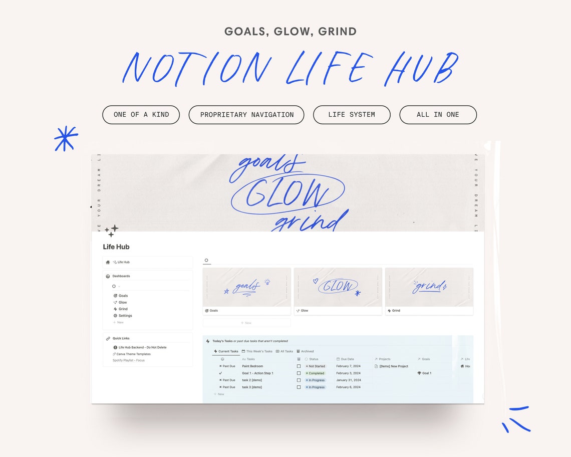 All-in-one Notion Life Hub — Notion Hub to Organize Your Life — Goals ...