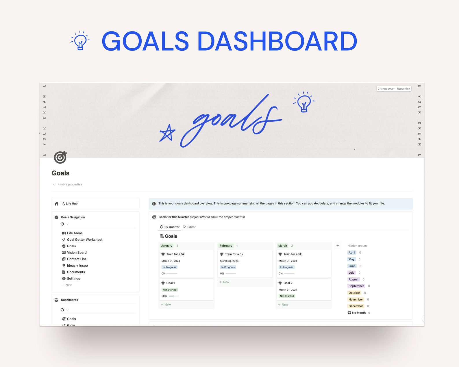 All-in-one Notion Life Hub — Notion Hub to Organize Your Life — Goals ...
