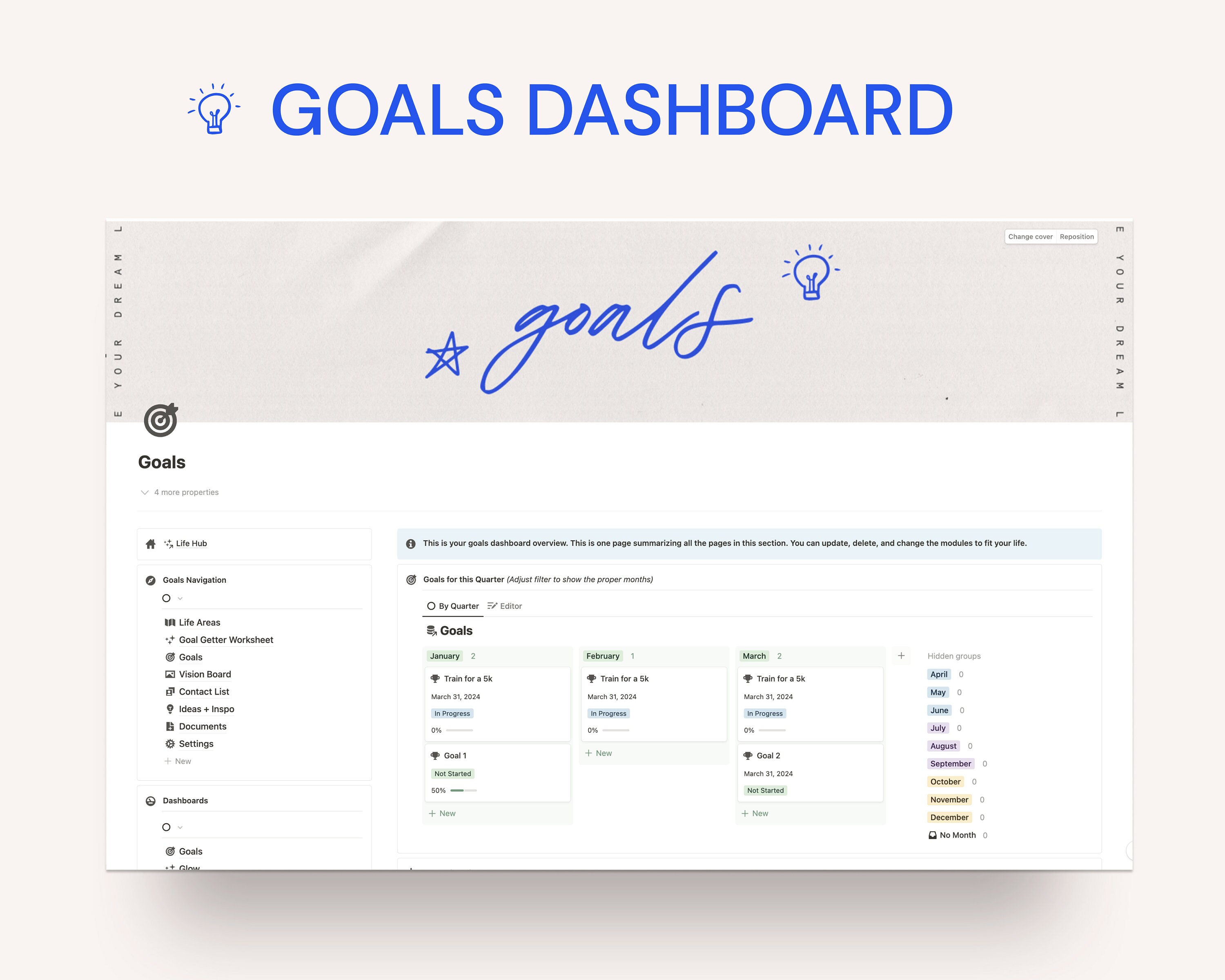 All-in-one Notion Life Hub — Notion Hub to Organize Your Life — Goals ...
