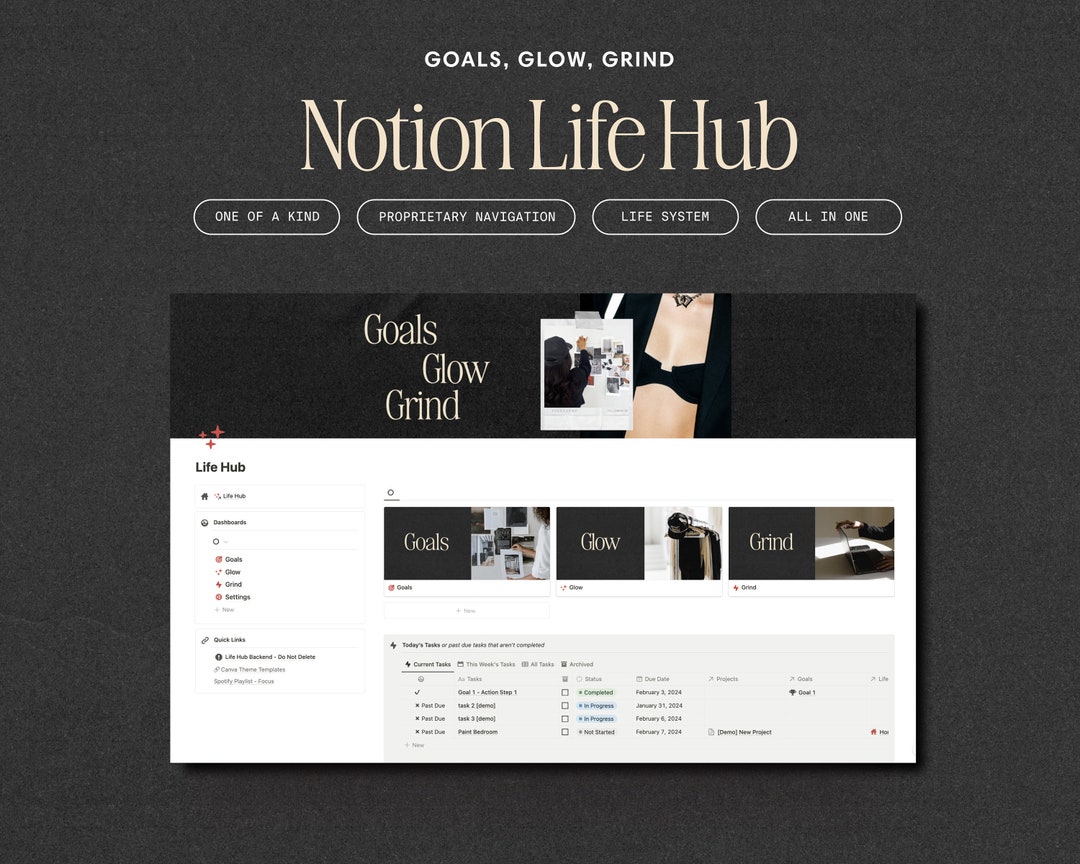 All-in-one Notion Life Hub — Notion Hub to Organize Your Life — Goals ...