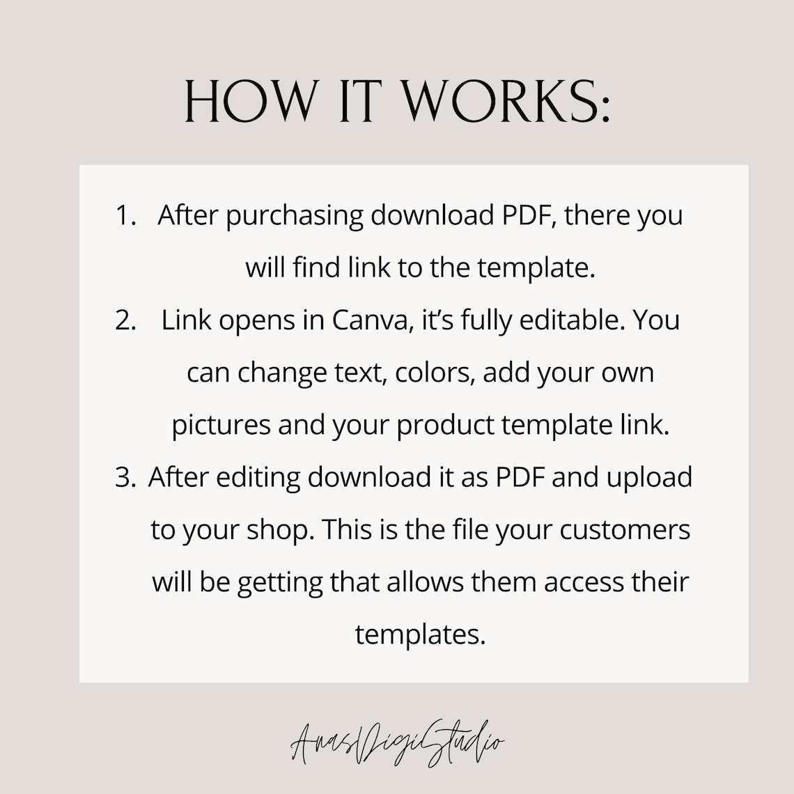 Digital Download Instruction Template,canva Template Editing ...