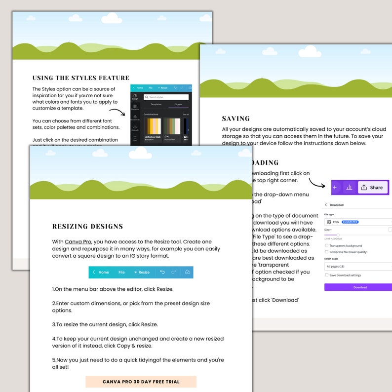 Digital Download Instruction Template,canva Template Editing ...
