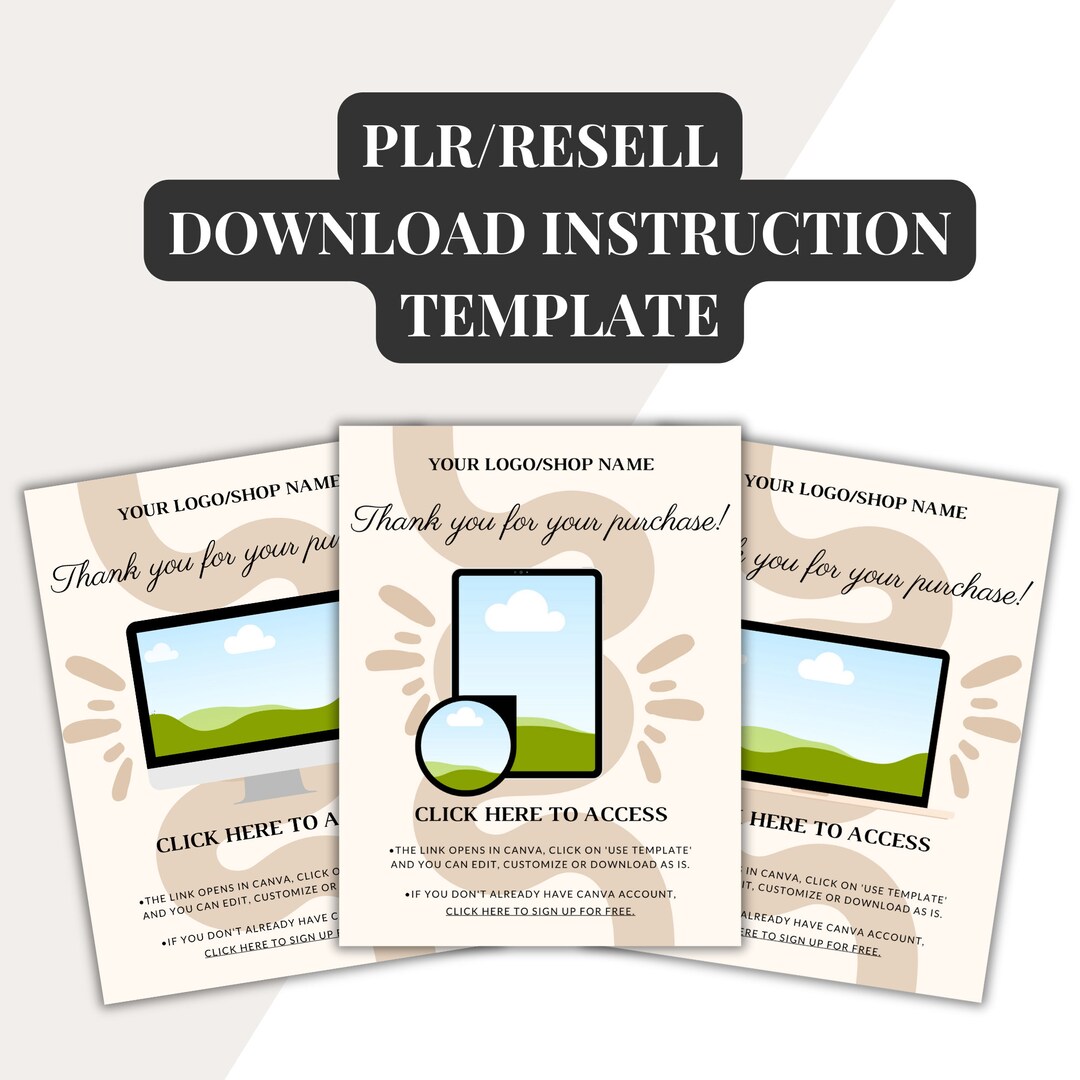 PLR Resell Digital Download Instruction Templates for Digital Products ...