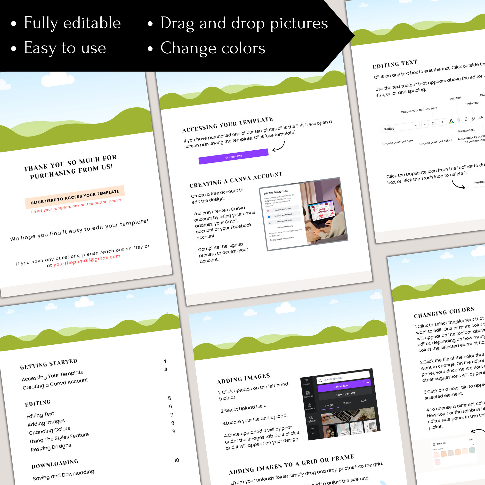 Digital Download Instruction Template,canva Template Editing ...