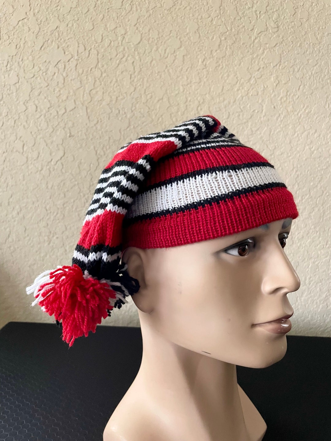 Traditional Isiagu Knitted Igbo Hat Red White Striped Wool Hat Regular ...