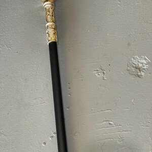 Elegant Walking Stick, Metal Cane,black Cain With White and Gold Handle ...
