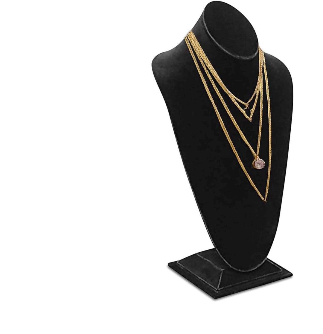 Box Black Velvet Bust Stand Jewelry Necklace Display Freestanding Stand ...