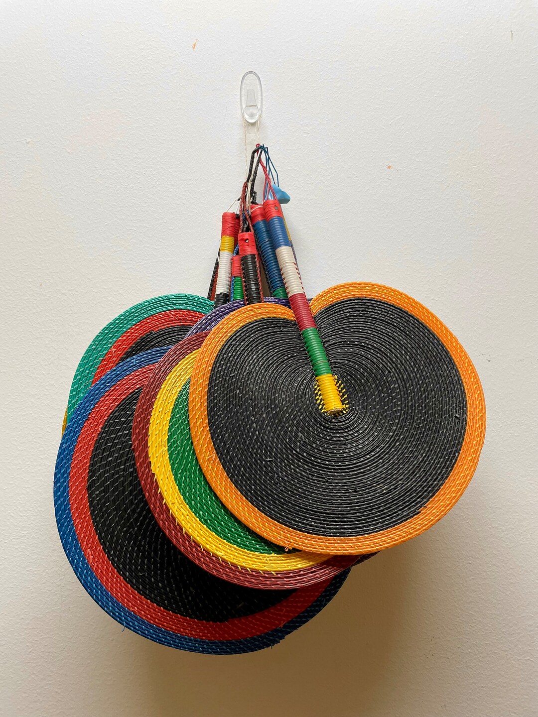 Colorful Handheld Straw Fans/ Bolga Hand Fans - Etsy