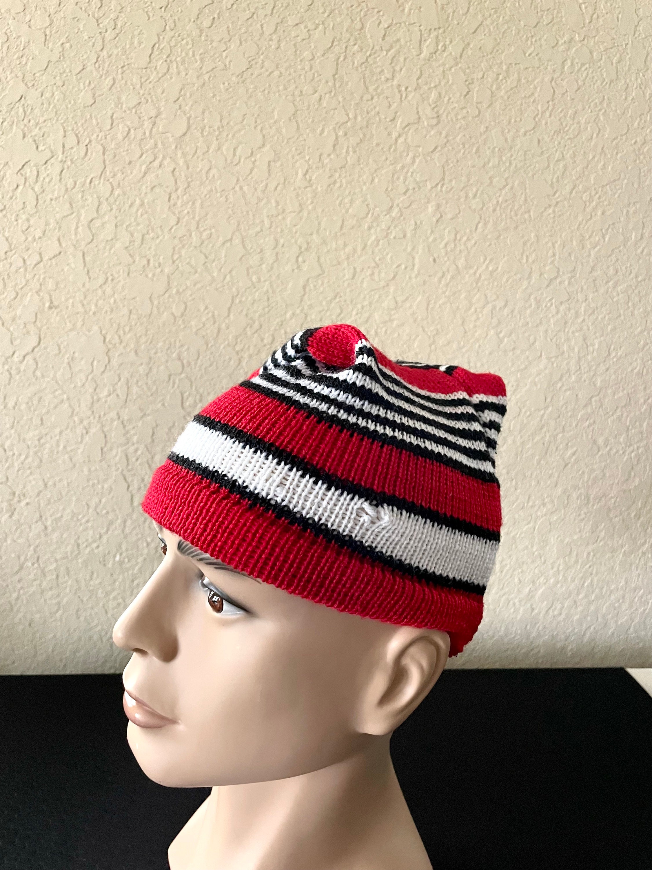 Traditional Isiagu Knitted Igbo Hat Red White Striped Wool Hat Regular ...