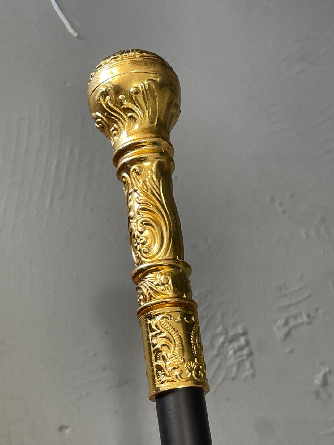 Elegant Walking Stick, Metal Cane,black Cain With Gold Handle. - Etsy
