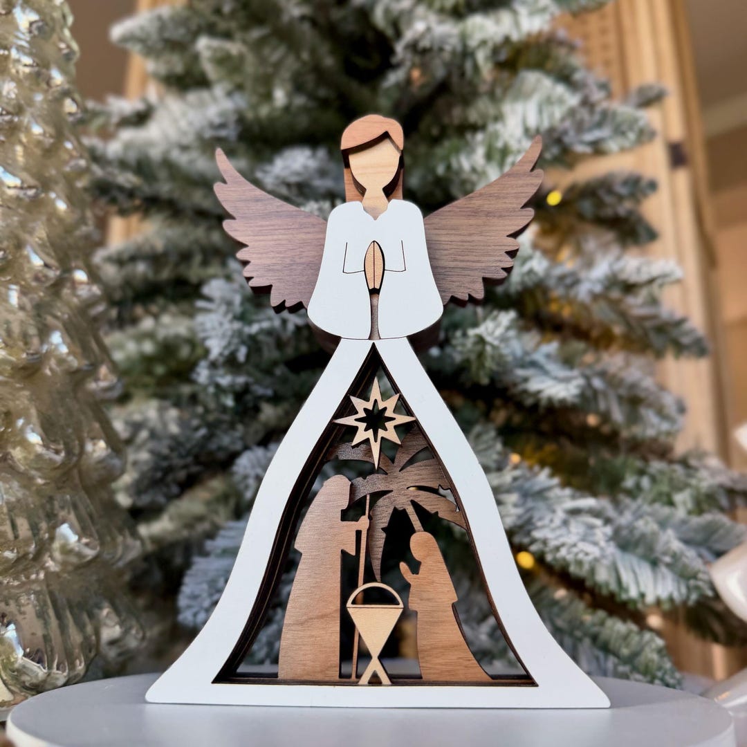 Wood Nativity Angel, Personalized Guardian Angel Figure - Etsy
