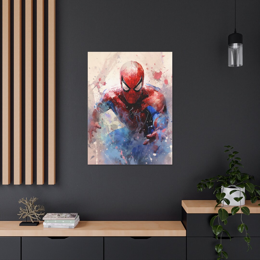 Canvas Spider Man ,spider Man , Man Cave, Movie Theater Art Print, Wall ...