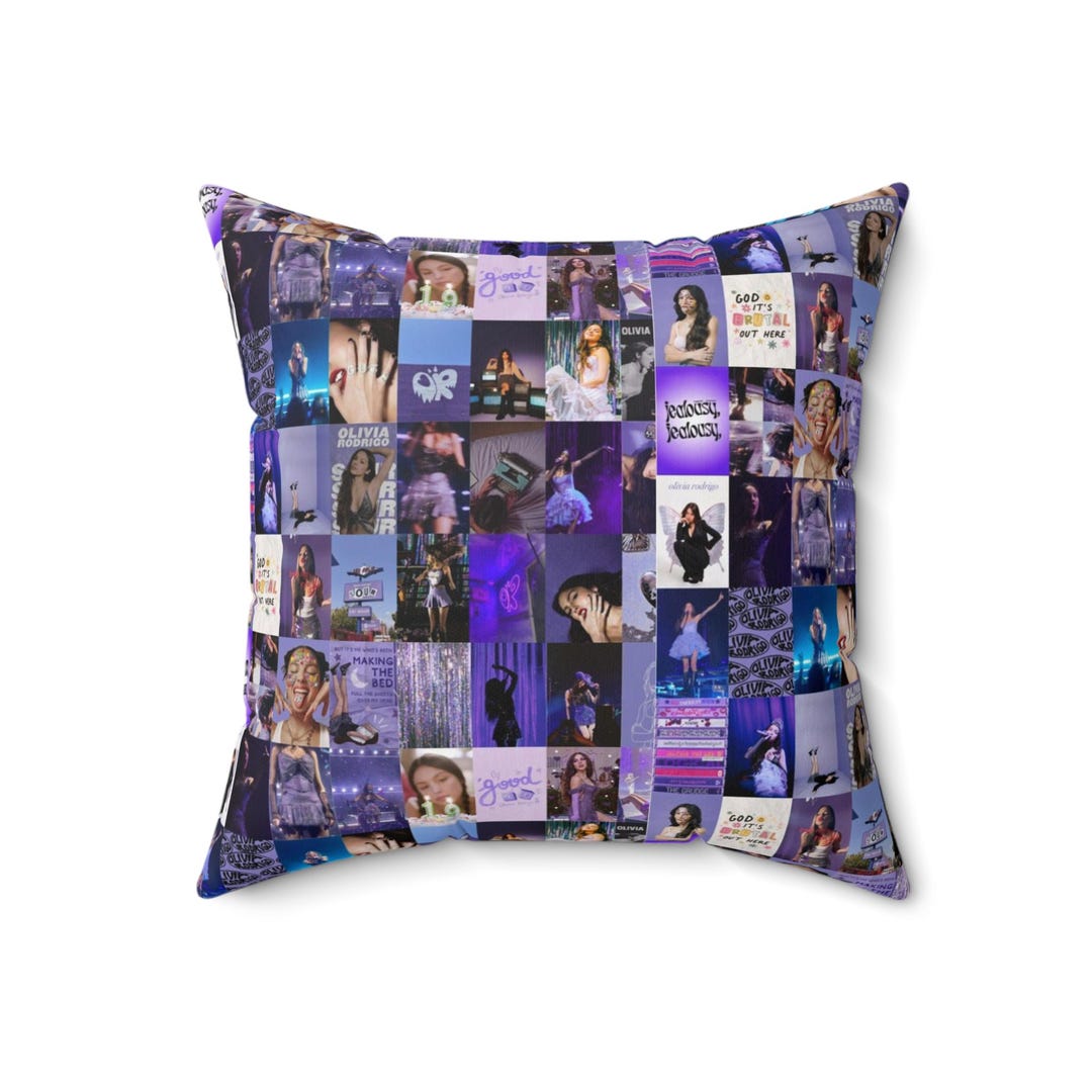 Olivia Rodrigo Bedroom Scatter Pillow, Pop Sensation Square Pillow, Music Lover Home Decor, Spun ...