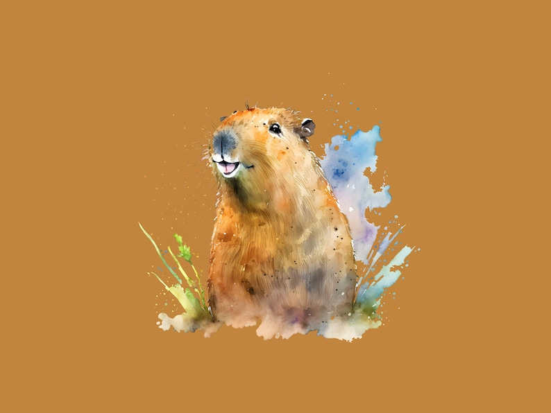 Watercolor Capybara Clipart Set, Cute Capybara Clipart, Hand-painted ...