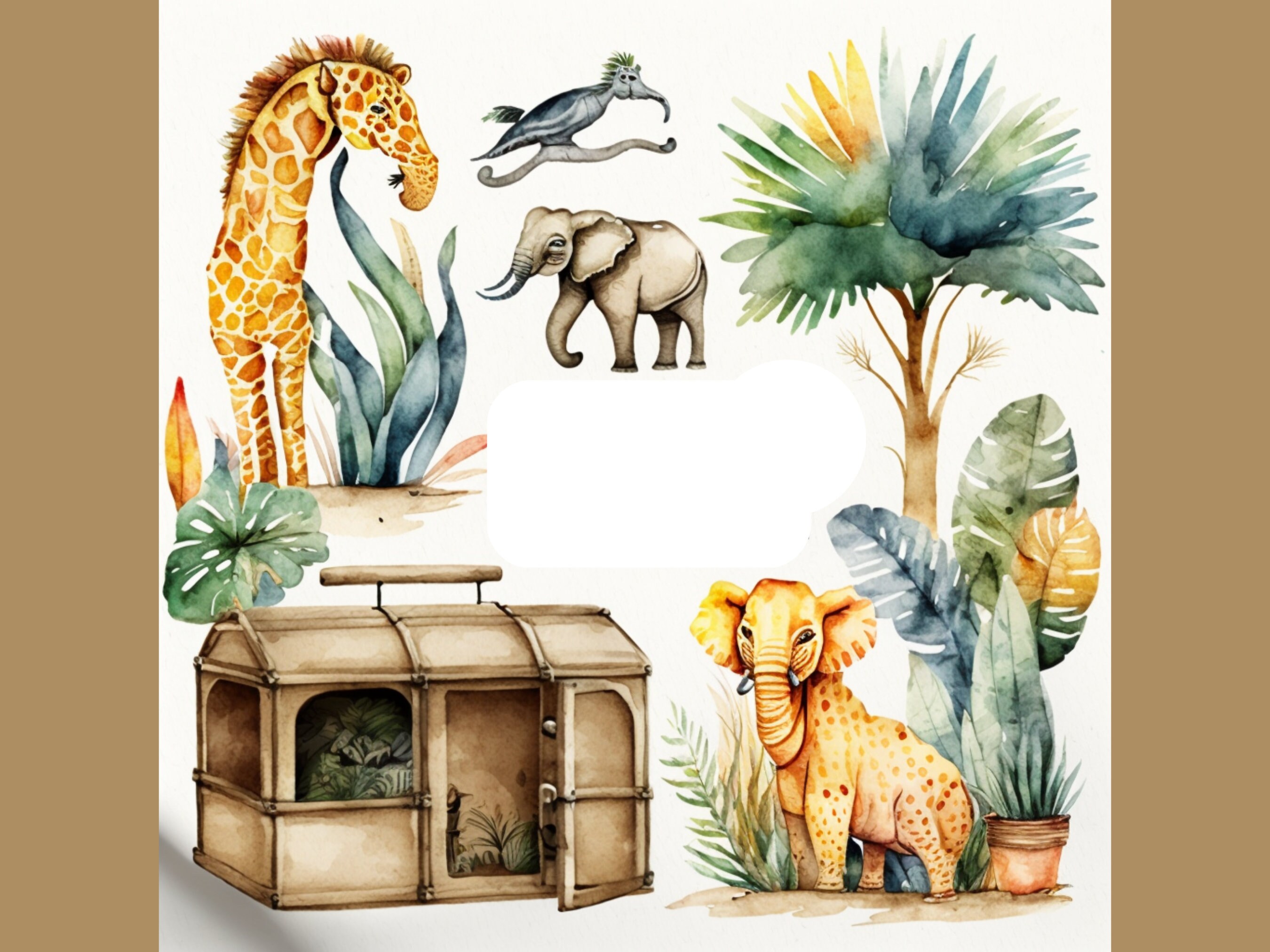 Watercolor Safari Animals Clipart Digital, Instant Download, Watercolor ...