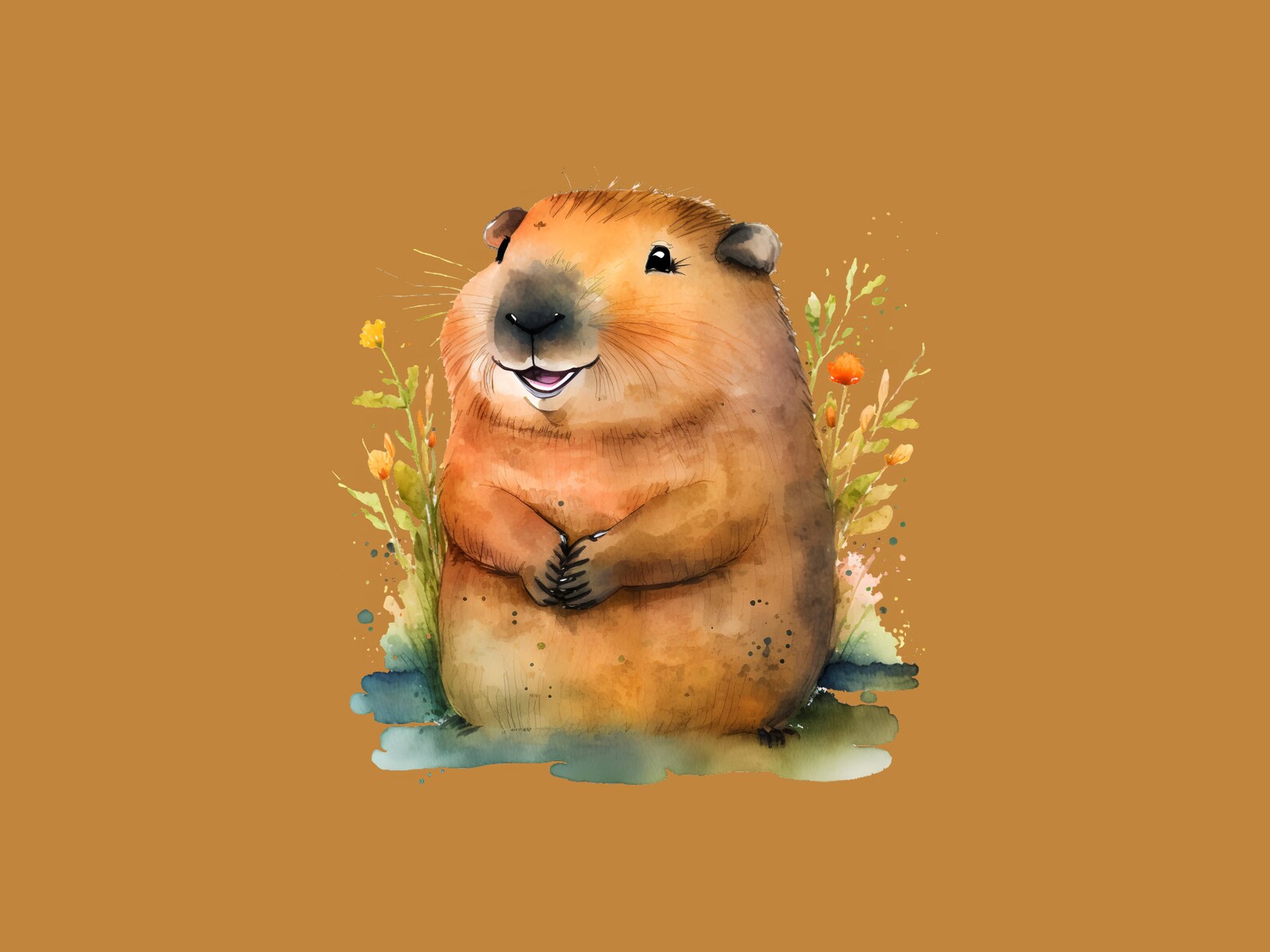 Watercolor Capybara Clipart Set, Cute Capybara Clipart, Hand-painted ...