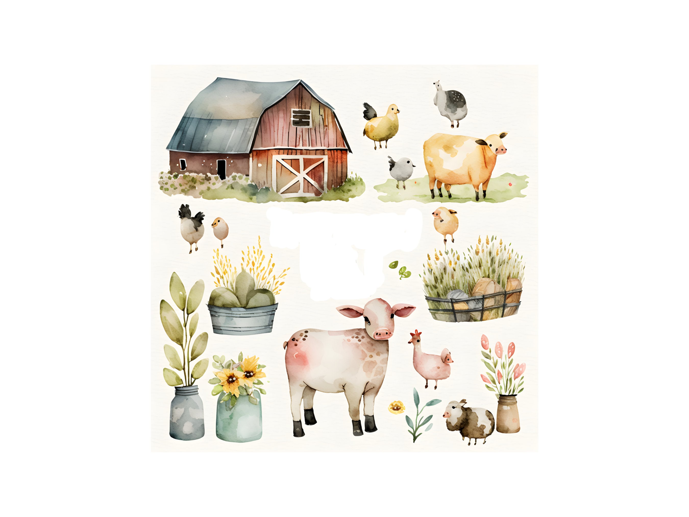 Farm Watercolor Clipart Collection Nursery Decoration DIY - Etsy