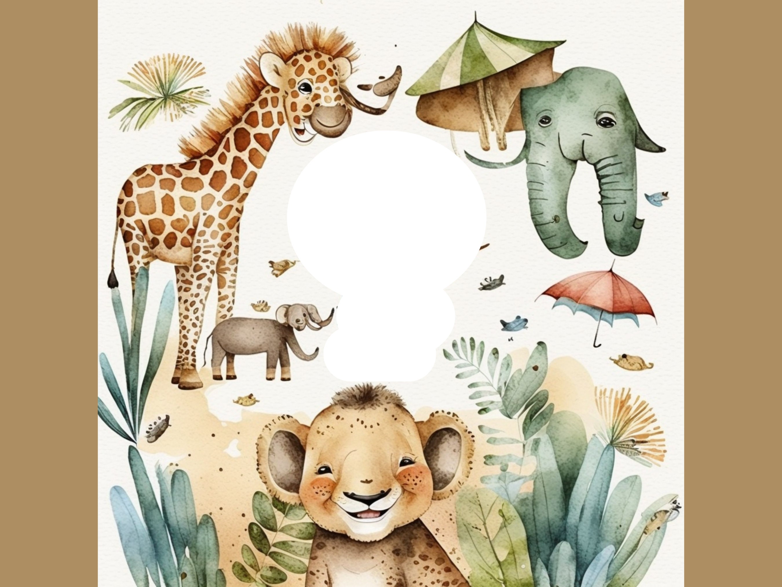 Watercolor Safari Animals Clipart Digital, Instant Download, Watercolor ...