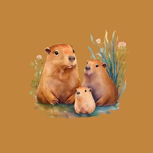 Watercolor Capybara Clipart Set, Cute Capybara Clipart, Hand-painted ...