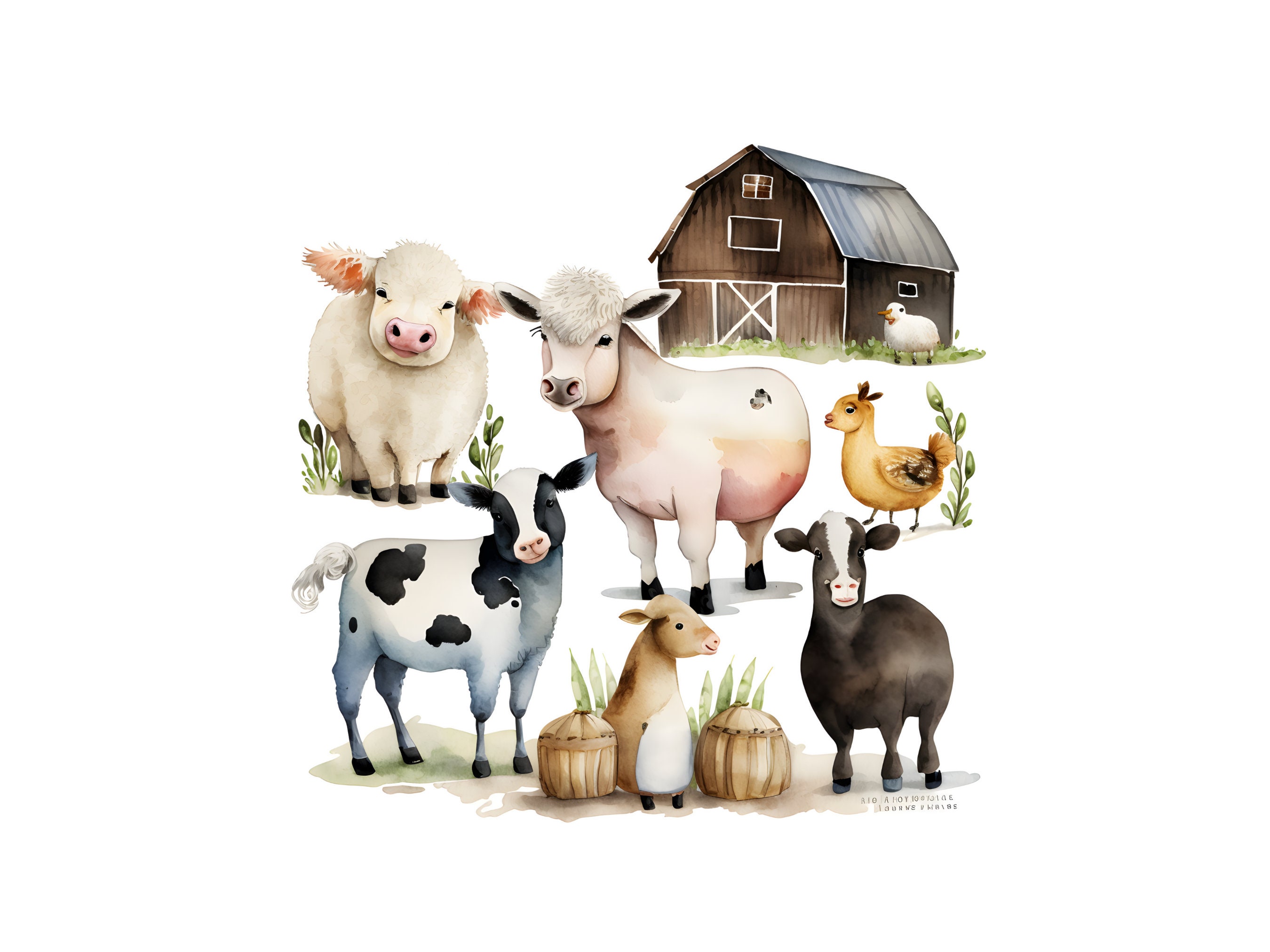 Farm Watercolor Clipart Collection Nursery Decoration DIY - Etsy