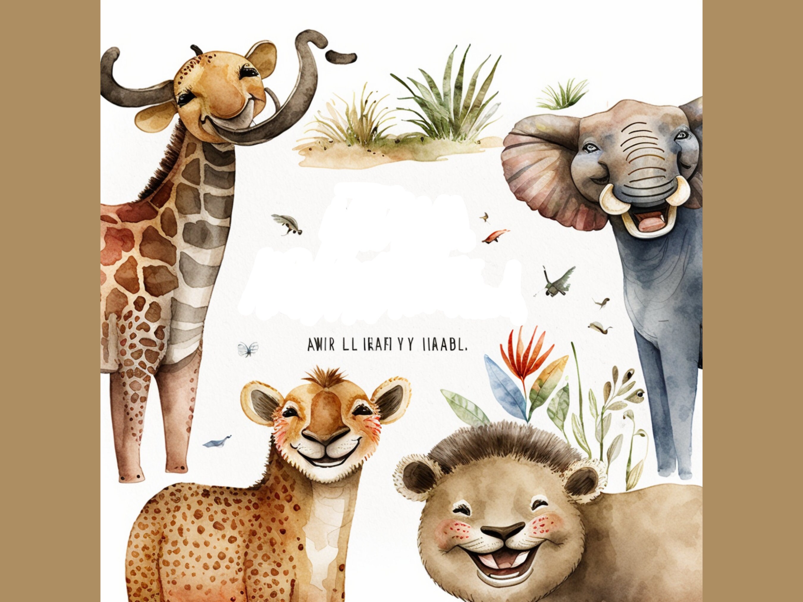 Watercolor Safari Animals Clipart Digital, Instant Download, Watercolor ...