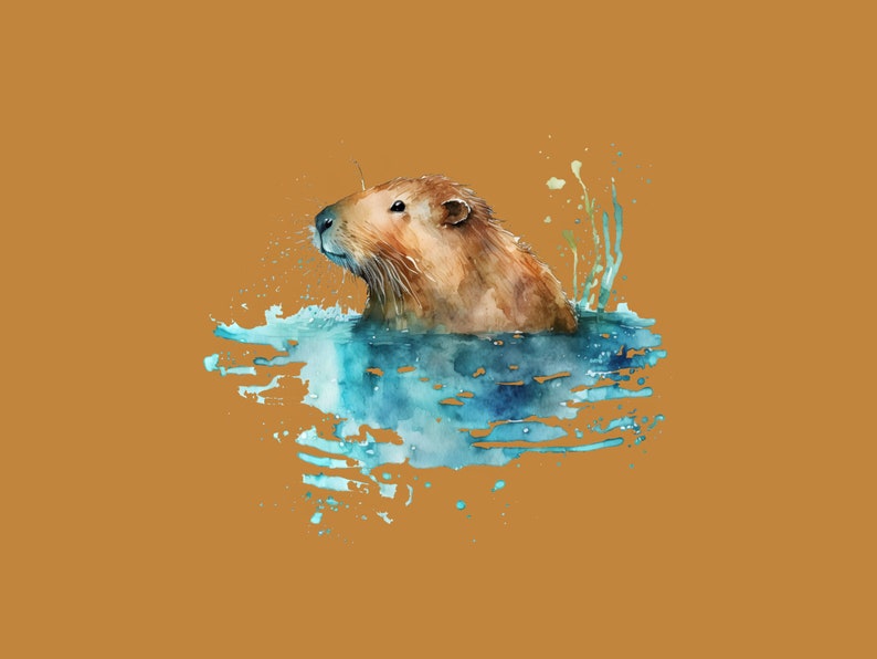 Watercolor Capybara Clipart Set, Cute Capybara Clipart, Hand-painted ...